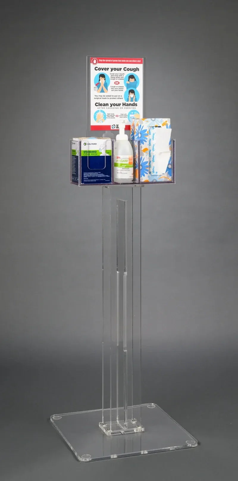 Poltex RESPQ-S-SLV Respiratory Hygiene Station Q on Acrylic Stand