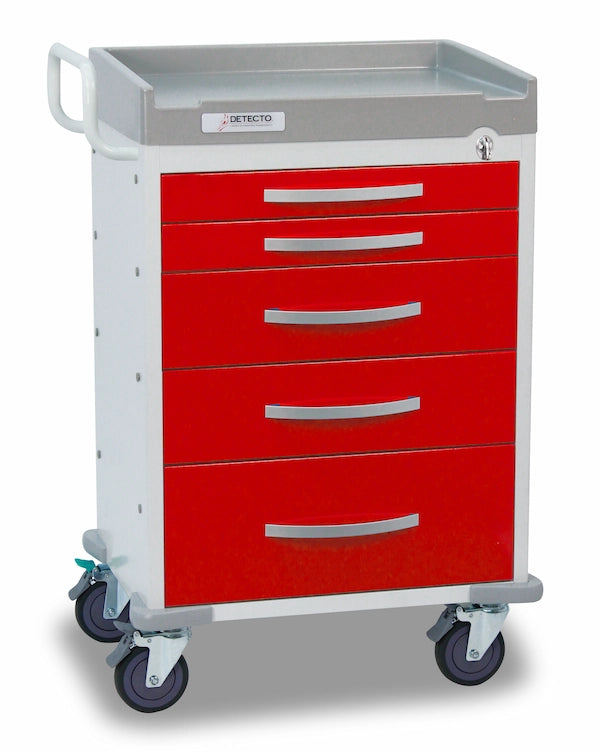 Detecto Rescue Series ER Medical Cart – Red, 5/6 Drawers, Standard or