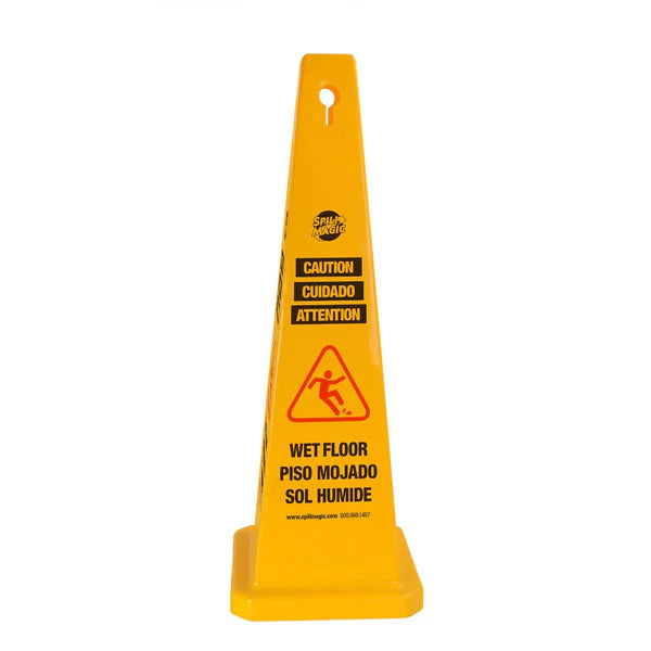 Spill Magic 97528 35" Yellow 4-Sided Pylon Cone
