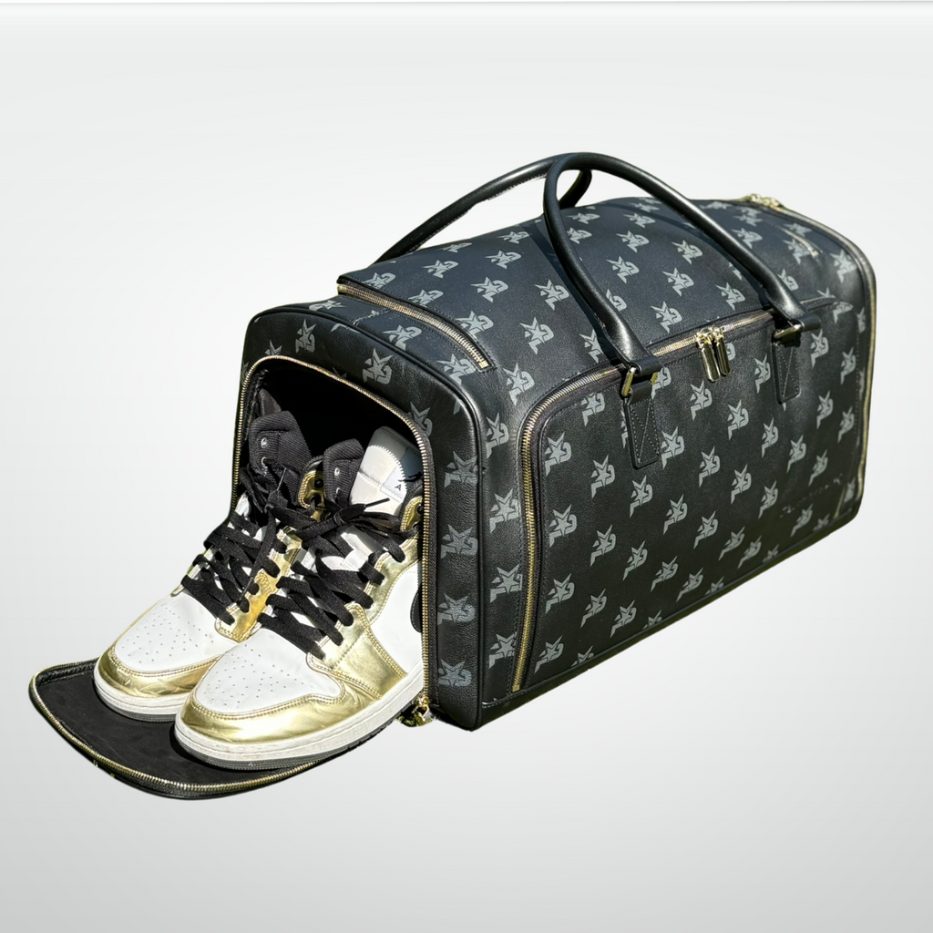 iReliev IR-IAM-100-C I AM Leather Monogram Training Duffel Bag, Black